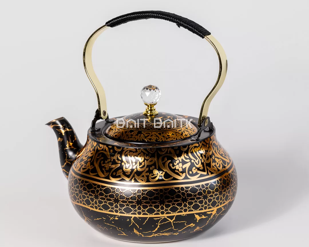 Arabic Calligraphy Tea Pot Black & Gold 2.0L - BaitBaitk Store